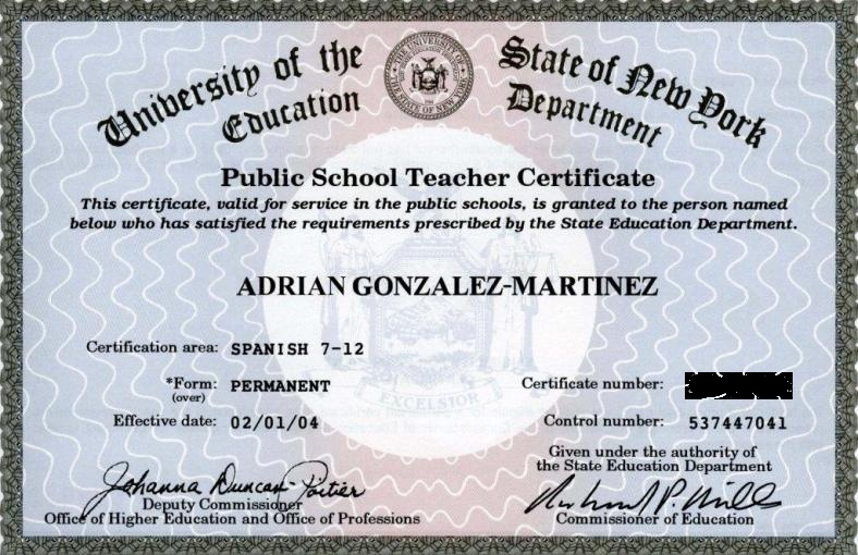 New York State Permanent Teaching Certification In Spanish New York State Permanent Teaching Certification In Spanish